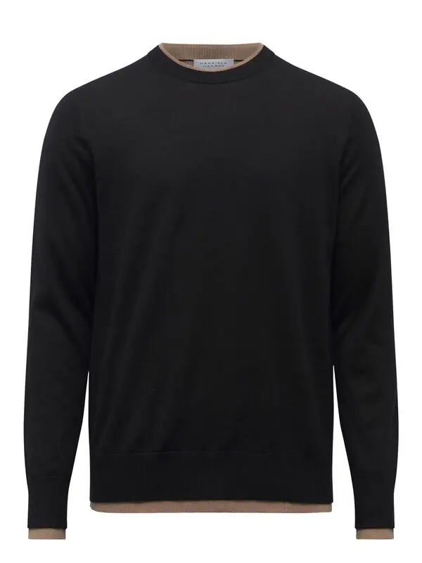 Gabriela Hearst Wells Reversible Knit Sweater In Black & Camel Cashmere Silk - Black/camel