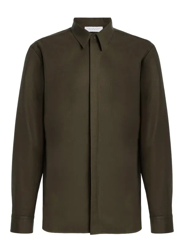 Gabriela Hearst Abbe Shirt In Wool Cashmere Flannel - Olive