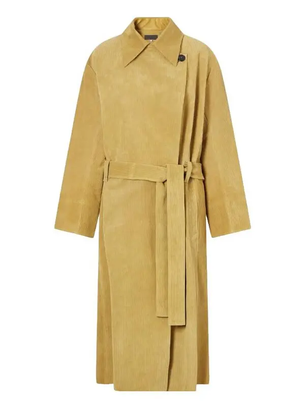 Stouls Wyatt Belted Corduroy Suede Coat - Mustard