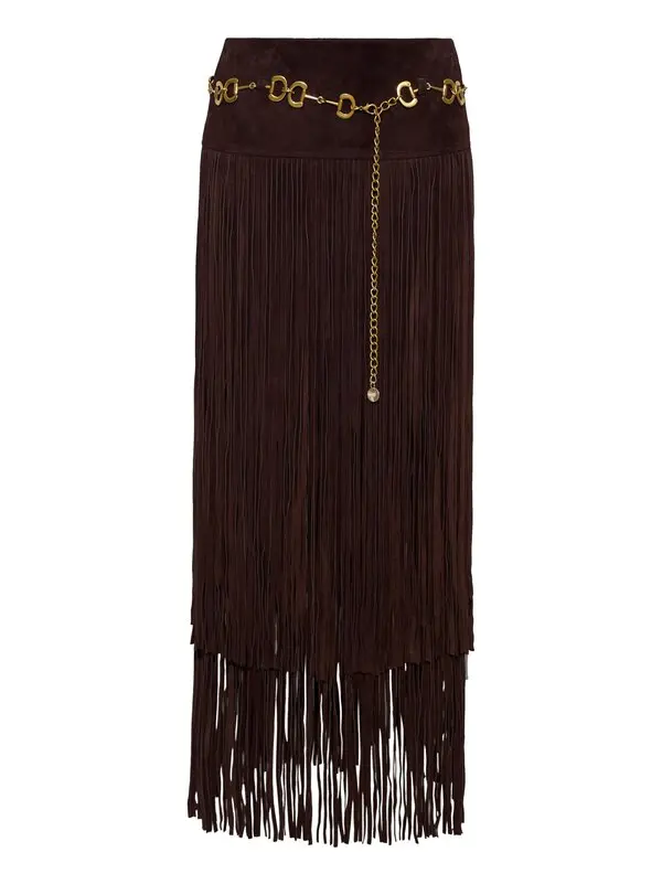 Cara Cara Fringe Skirt - Cocoa
