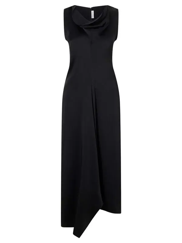 Victoria Beckham Draped Satin Midi Dress - Black