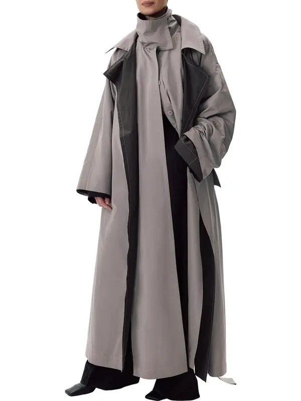 DI STAVNITSER Double Cotton-blend Trench Coat - Grey