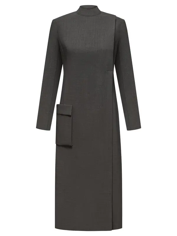 DI STAVNITSER Safari Wool Midi Dress - Grey