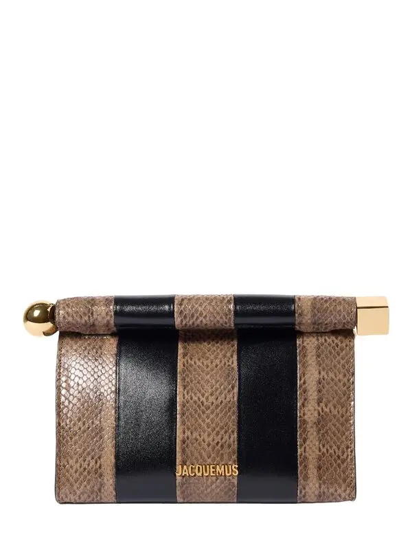 Jacquemus Le Sac Rond Carré Mixed-leather Clutch - Brown