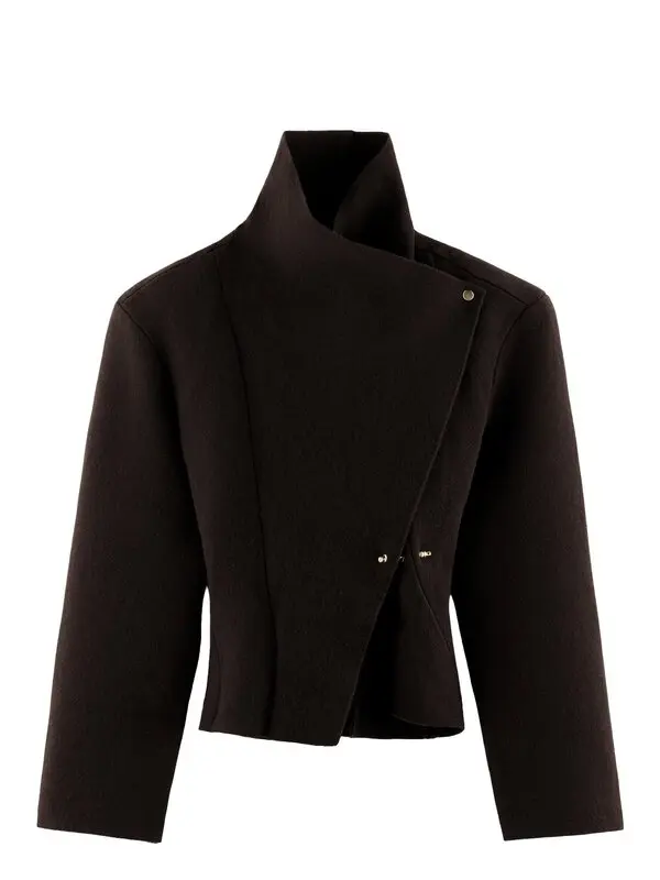 Arakii Asymmetric Pin Merino Wool Blazer - Brown