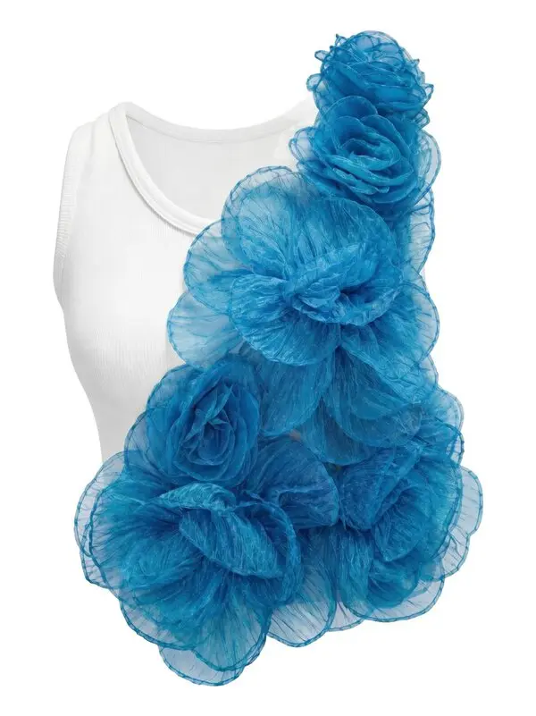 ÚCHÈ Floral Applique Tank Top - Blue