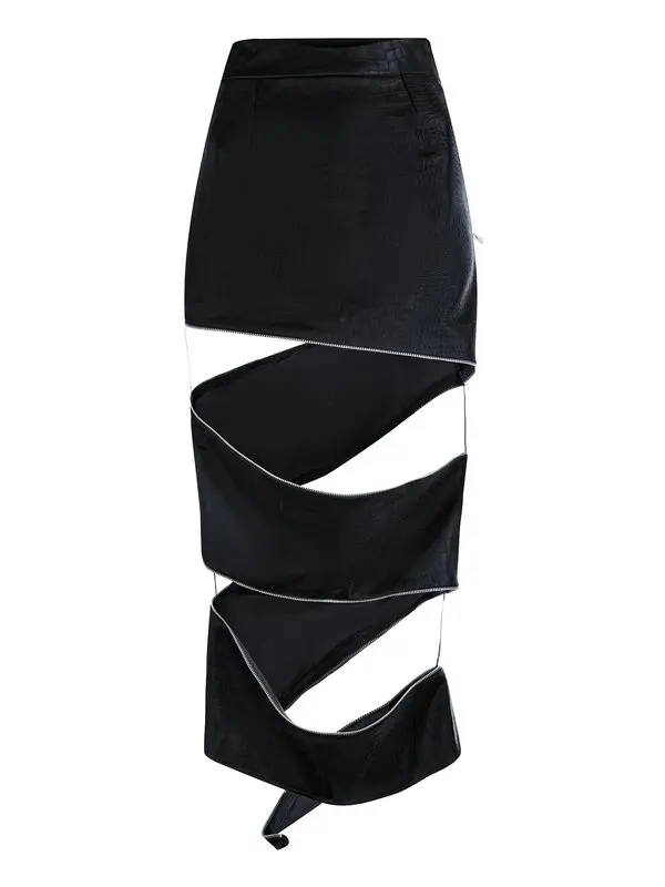 ÚCHÈ Spiral Zipper Pencil Skirt - Black