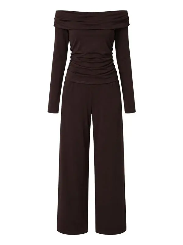 GIRL IN MIND Jay Asymmetric Long Sleeve Top - Brown