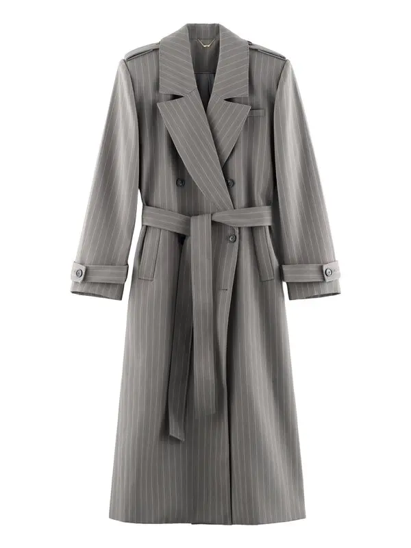Arakii Striped Wool-blend Structured Coat - Light Grey