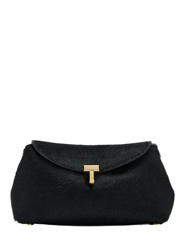 TOTEME Mini T-lock Pony Hair Clutch - Black