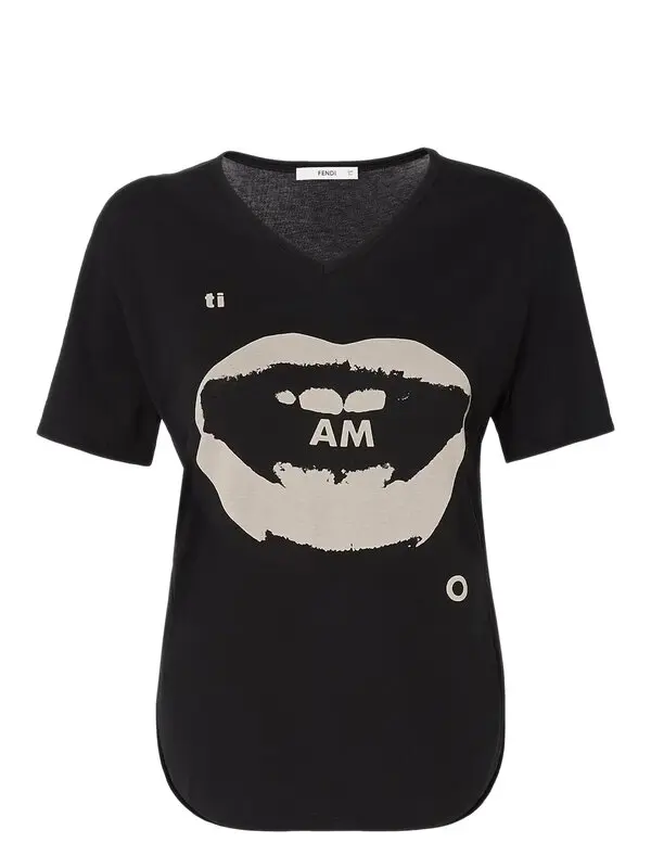 Fendi I Love You" Crew Neck Graphic T-shirt - Nero