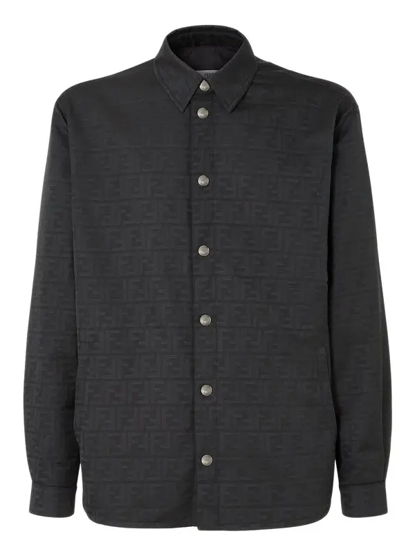 Fendi S Lined Jacquard Nylon Blouson Jacket With Snap-button Closure - Nero