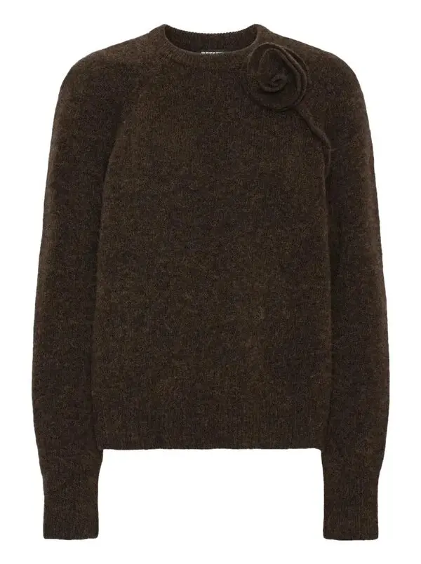 ROTATE BY BIRGER CHRISTENSEN Alpaca-blend Knit Flower Jumper - Marrone