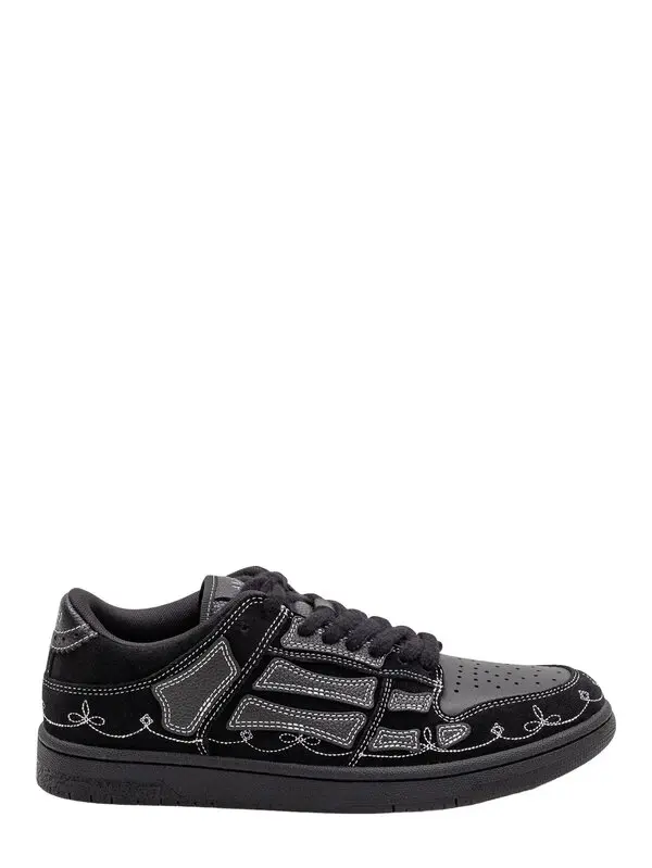 Amiri Western Skeleton Low-top Leather Sneakers - Black