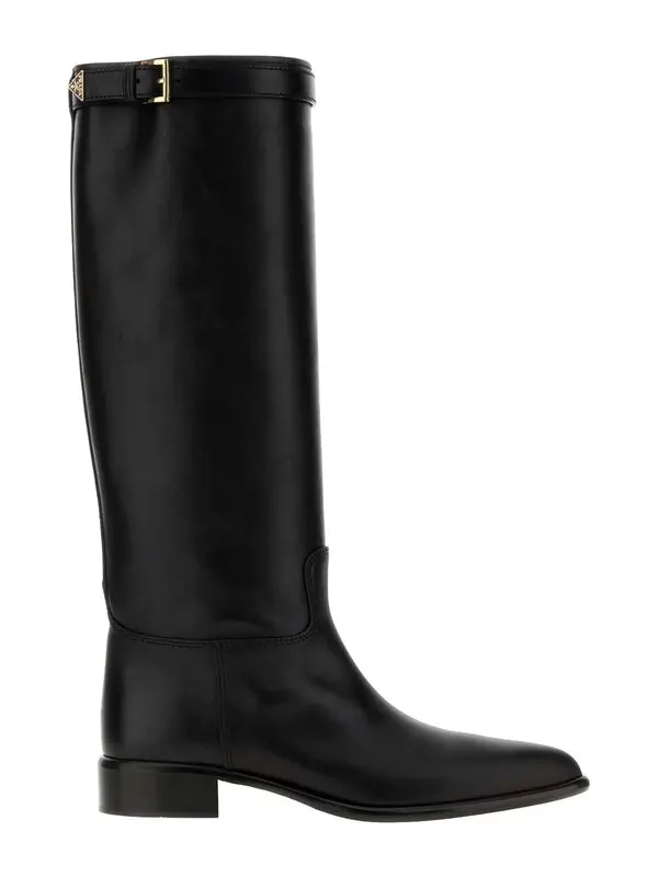 Prada 100% Calf Leather Ankle Boots For - Nero