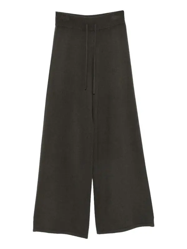 LISA YANG Cashmere Wide-leg Pants With Elastic Waist And Side Pockets - Verde