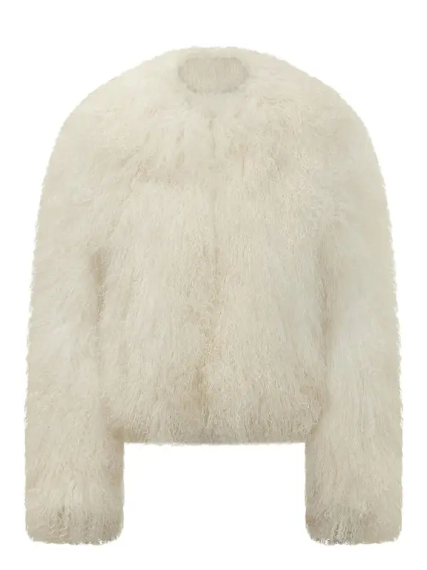 MARTHA LOUIS Mongolia Shearling Turtleneck Jacket - White