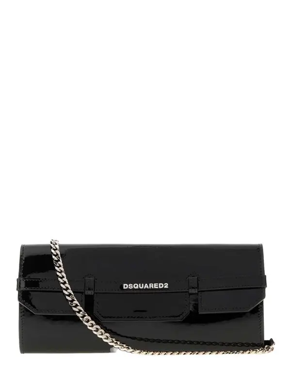 Dsquared2 Mini Leather Crossbody Bag With Silver Hardware - Black