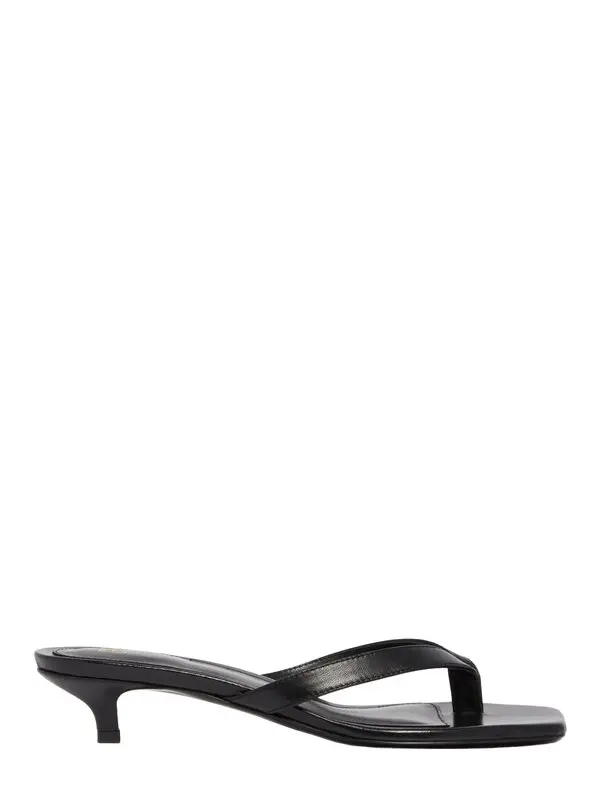 TOTEME Leather Thong Kitten Heel Sandals - Black