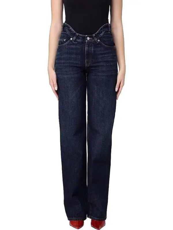 JEAN PAUL GAULTIER Straight Leg Denim Pants With Curvy Waistband - Indigo