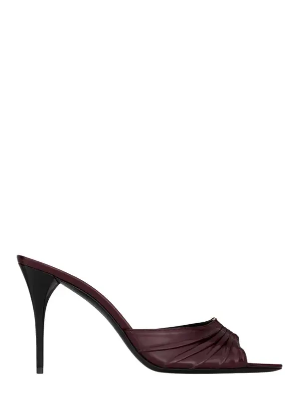 Saint Laurent Gathered Mule Sandals With 9cm Heel - Bordeaux