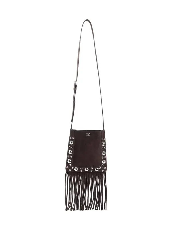 Valentino Garavani Nellcote Small Crossbody Bag In Suede - Brown