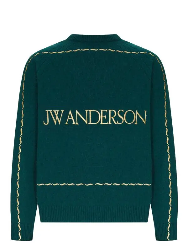 JW Anderson J.w.anderson Wool Sweater With Contrasting Logo - Green