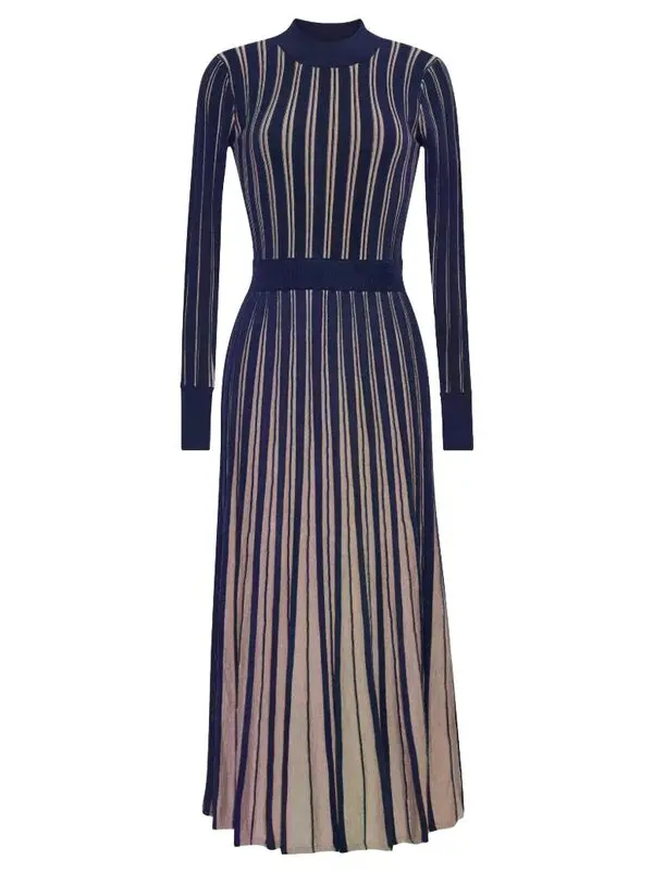 Cara Cara Mariella Striped Wool Midi Dress - Blue