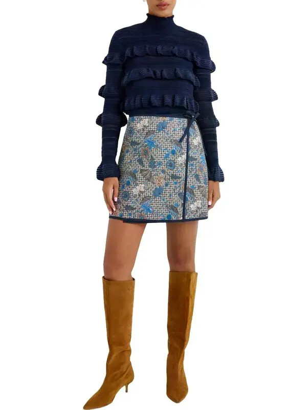 MARIE OLIVER Adeline Ruffled Long-sleeve Sweater - Blue