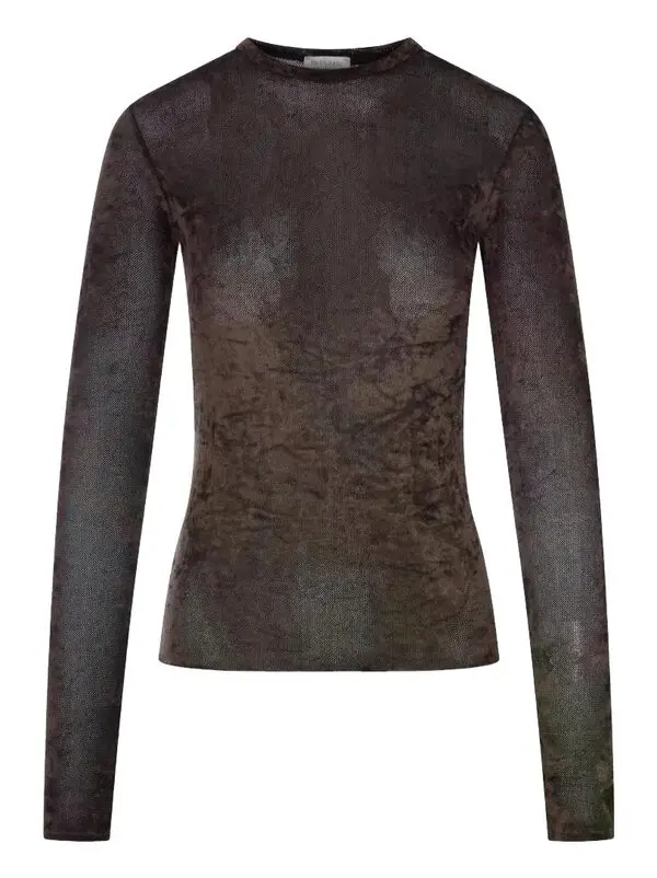 FORTE_FORTE Sheer Finish Long Sleeve T-shirt - Brown