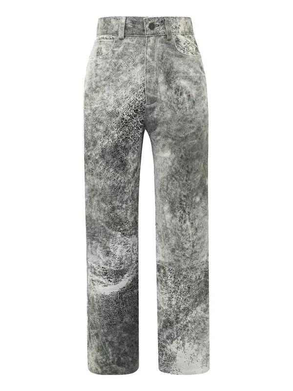 DANCASSAB Ruth Distressed-effect Leather Trousers - Grey