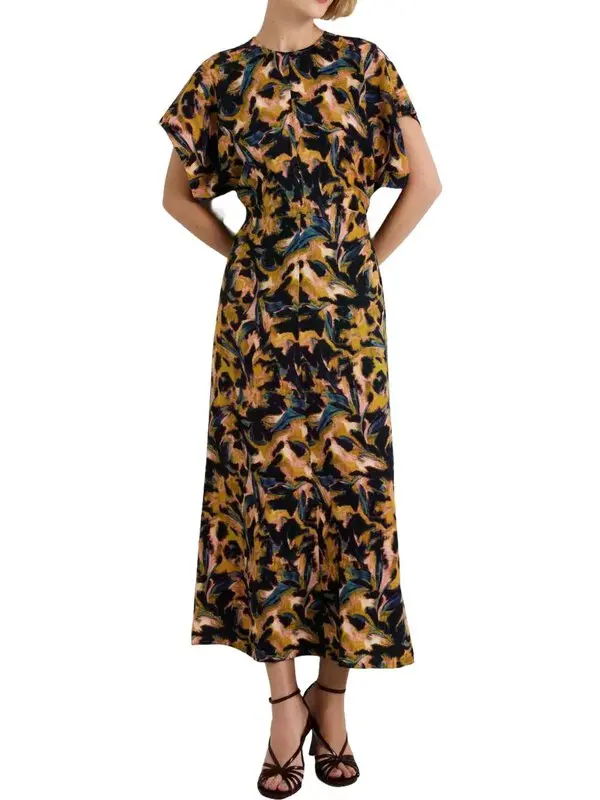MARIE OLIVER Kamari Abstract-print Maxi Dress - Yellow