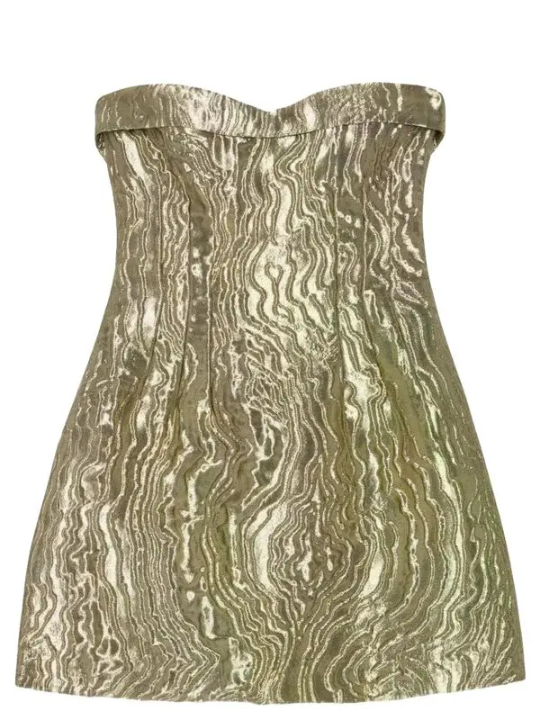 Simkhai Darcie Metallic-effect Strapless Mini Dress - Gold