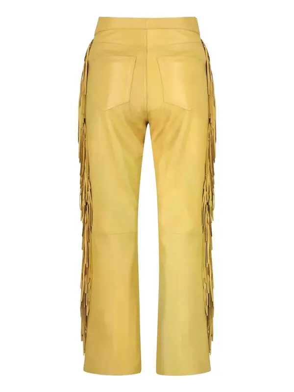 DANCASSAB Amador Fringe-detail Leather Trousers - Yellow