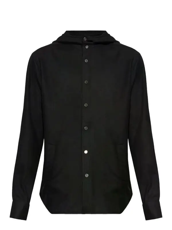 Kiton Hooded Long-sleeve Shirt - Black
