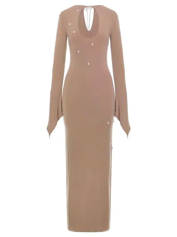 MANURI Maxi Crystal-embellished Cut-out Dress - Neutrals