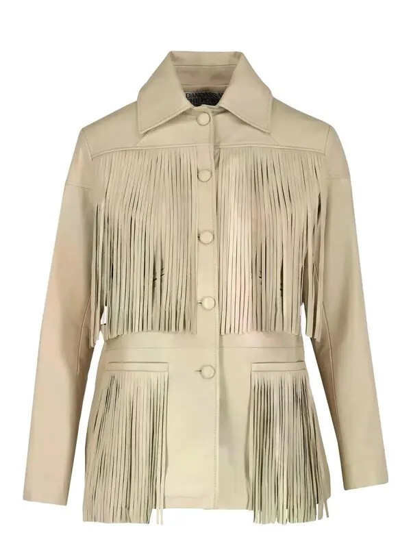DANCASSAB Dixie Fringed Leather Jacket - Neutrals