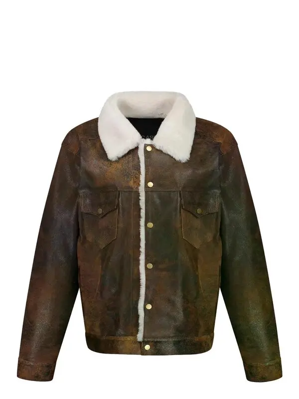 DANCASSAB Giulia Shearling-trim Leather Jacket - Brown