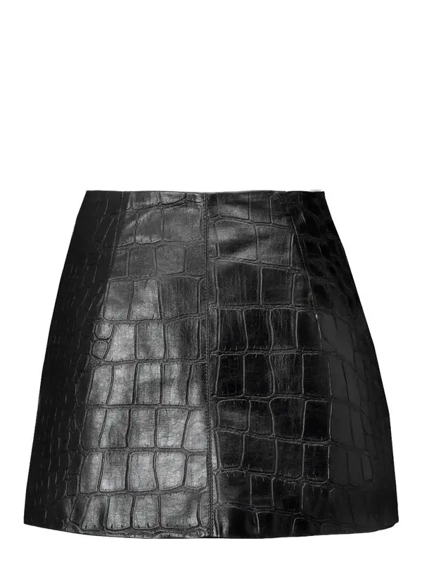 DANCASSAB Tecovas Textured Leather Mini Skirt - Black