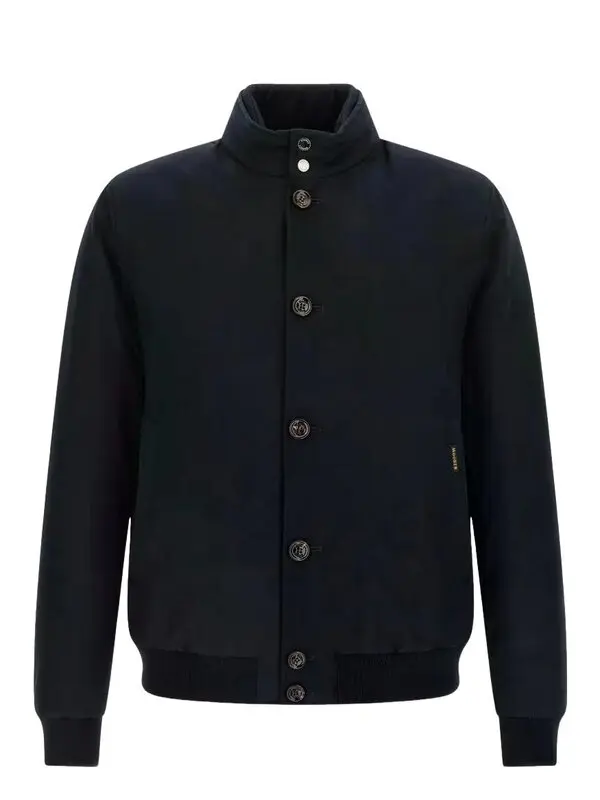 MOORER Ribbed-trim Button-up Jacket - Blue