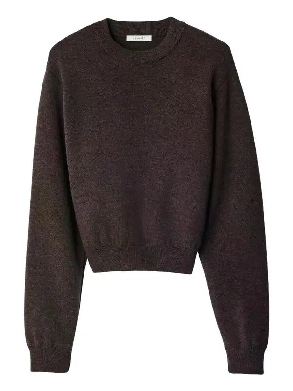 LEMAIRE Short Sweater In Felted Merino Wool - Brown