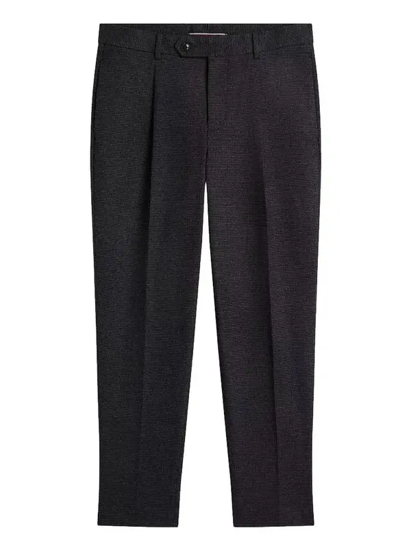 Tommy Hilfiger Pleated Micro-check Tapered-leg Tailored Trousers - Grey