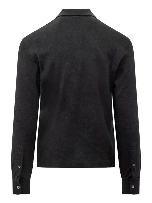 Zegna Navy Cotton Polo Shirt - Blue