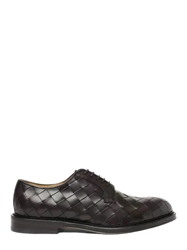 SCAROSSO Harry Woven Leather Derby Shoes - Brown