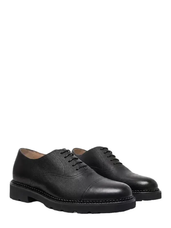 SCAROSSO Rupert Hammered Leather Oxford Shoes - Black