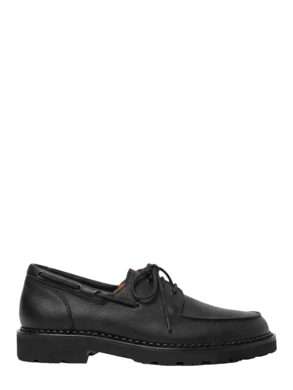 SCAROSSO Arthur Leather Boat Shoes - Black
