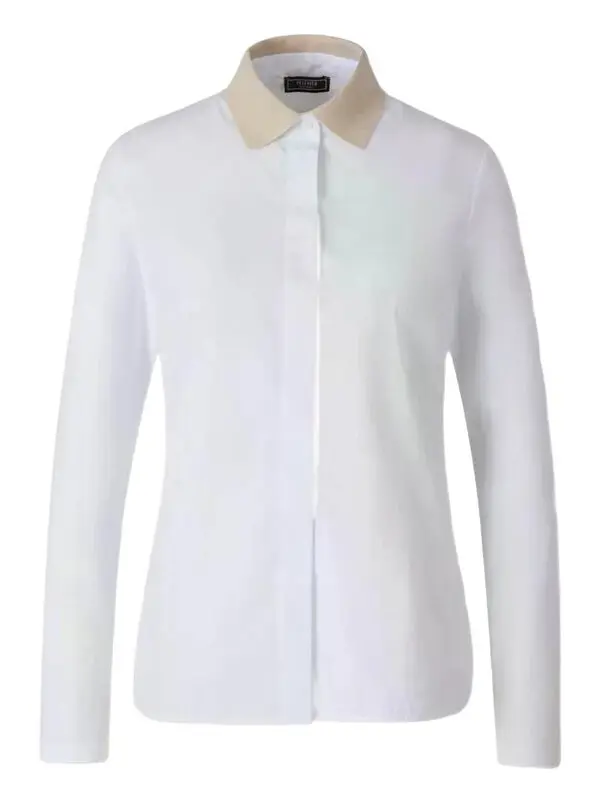Peserico Contrast-collar Long-sleeve Shirt - White