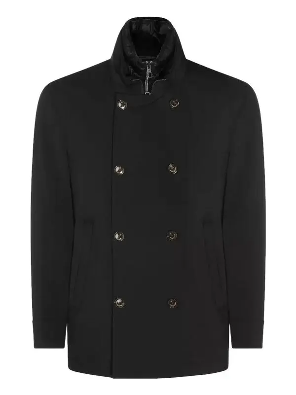 MONTECORE Double-breasted High-neck Coat - Black