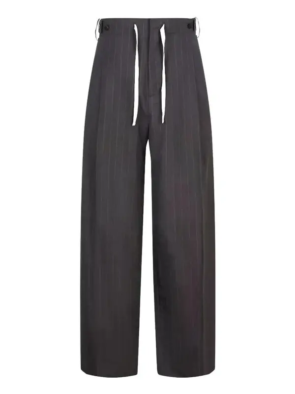 CROQUIS Pinstripe-pattern Drawstring Trousers - Grey