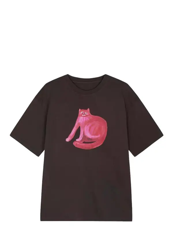 JNBY Cat Print T-shirt - Brown